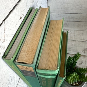 Vintage Green Books, Vibrant Green Shelf Decor, Green Interior ...