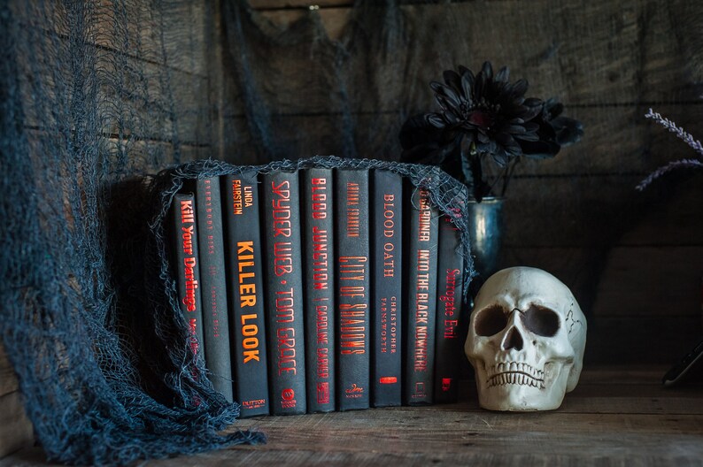 Halloween Book Set Of 9 Spooky Scary Titles Black And Red Etsy halloween-book-set-of-9-spooky-scary-titles-black-and-red-etsy