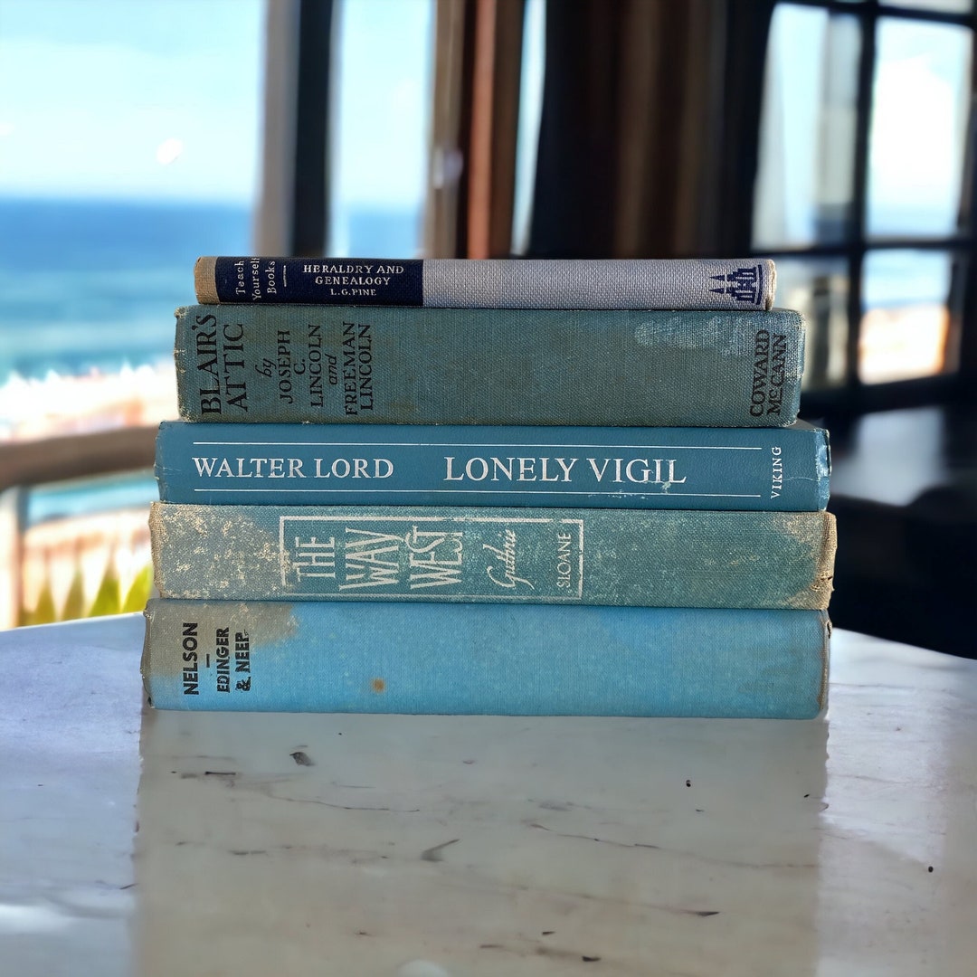 Vintage Blue Books Stack Rustic Antique Blue Books Set - Etsy