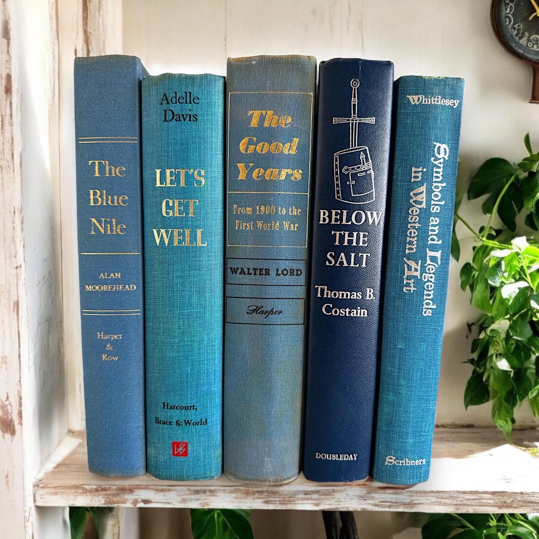 Vintage Blue Books Set, Interior Decorator Books, Blue Book Decor ...