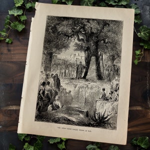 Antique 1877 Bible Engraving of the Great Stone Raised Under an Oak ...