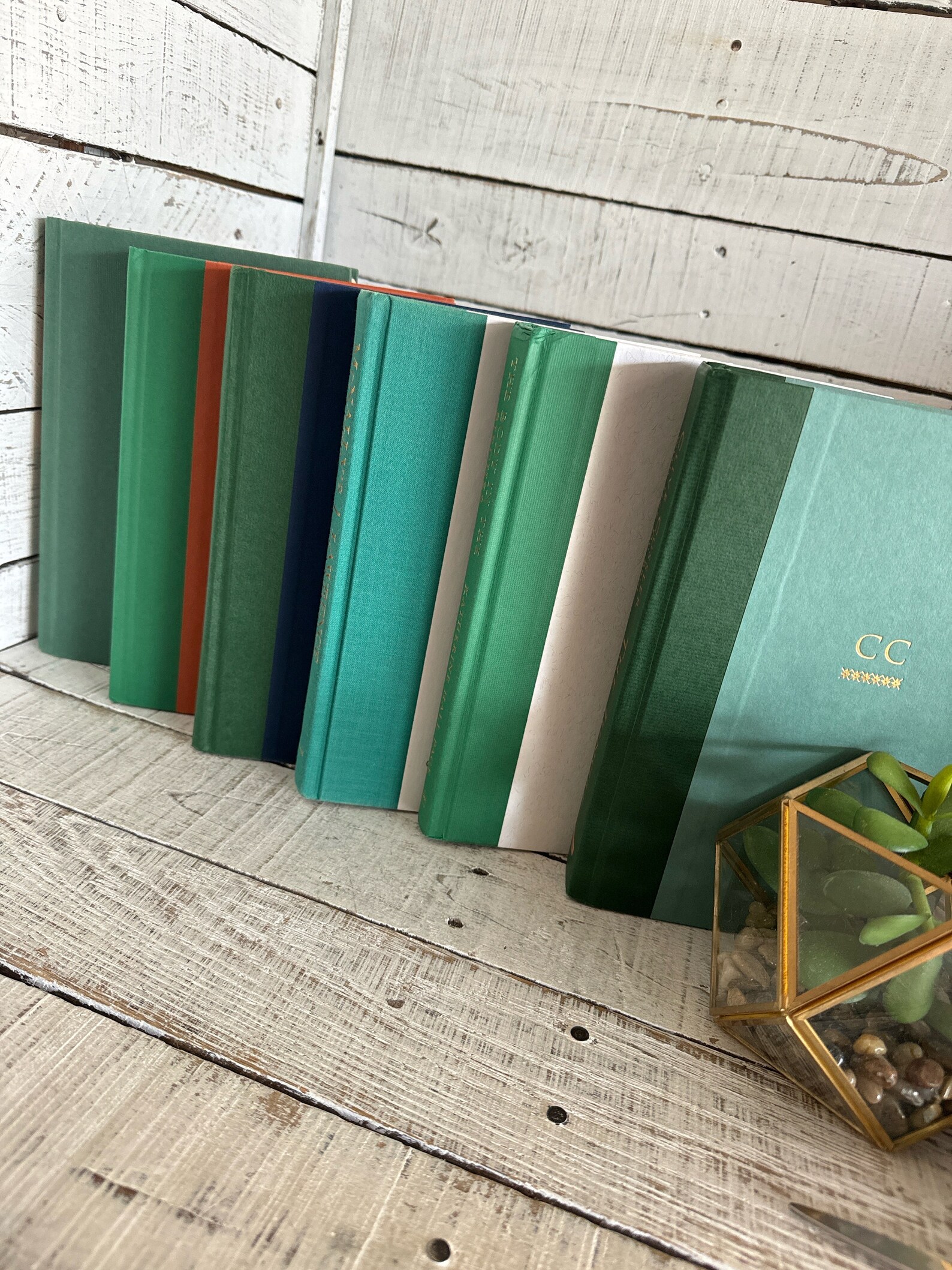 Green Books Set: Modern Home Decor, Forrest Green Book Collection - Etsy