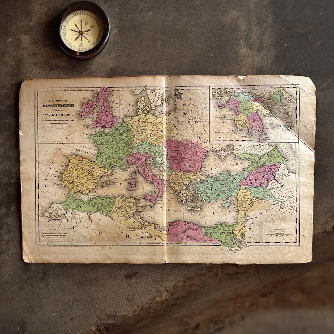 Antique 1845 Authentic Map of the Roman Empire From Olney's School ...