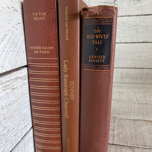 Vintage Brown Book Stack, Brown Interior Decorator Books, Old Brown ...