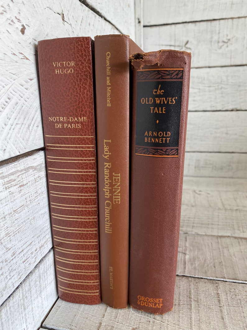 Vintage Brown Book Stack Brown Interior Decorator Books Old - Etsy