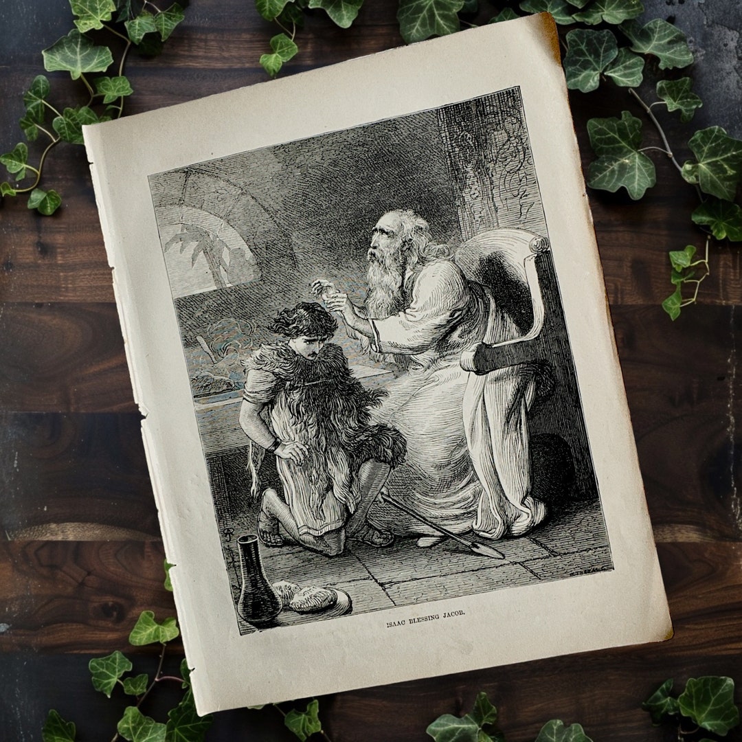 Antique Bible Engraving: Isaac Blessing Jacob, 1877 Religious Art - Etsy