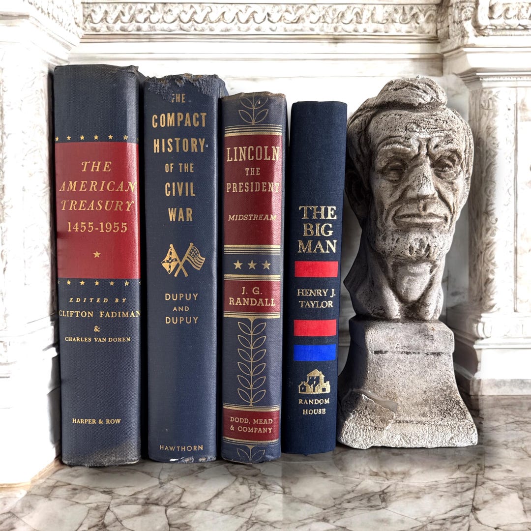 Vintage American History Books, Navy Blue and Red Books, Americana ...