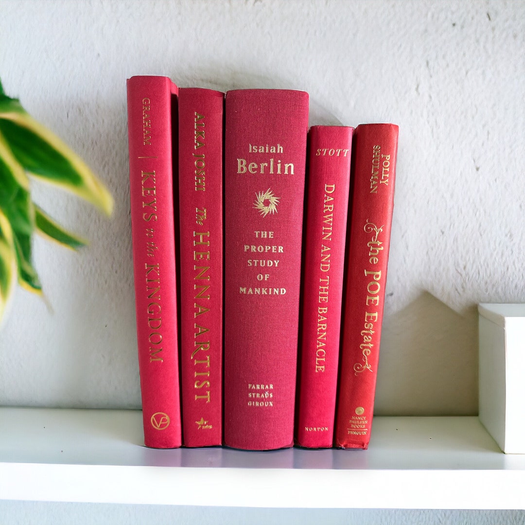 Modern RED Books, Red and Gold Interior Decorator Books, Decorative Red ...
