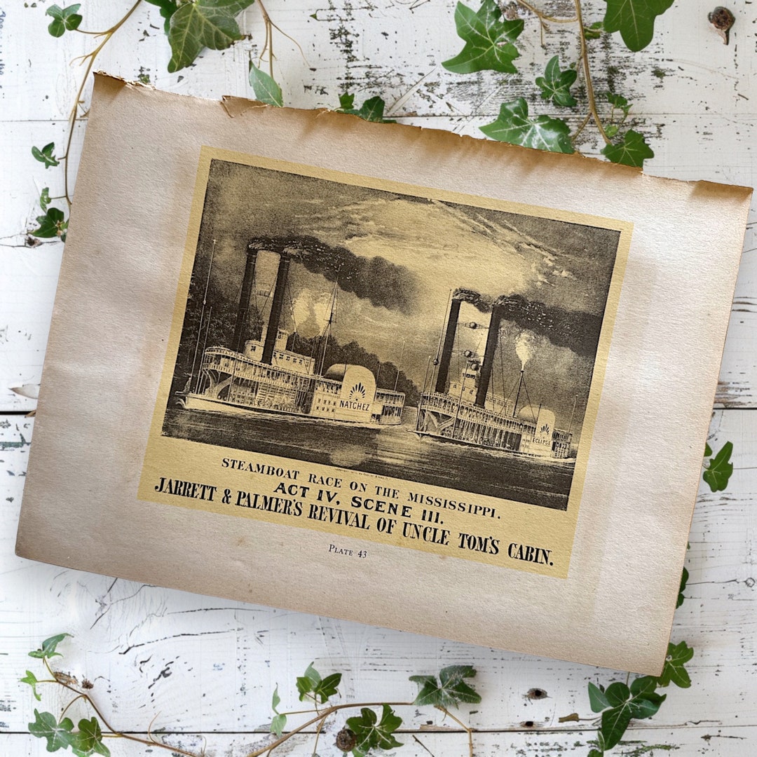 Vintage 1942 Currier & Ives Steamboat Art Lithograph Print Titled ...