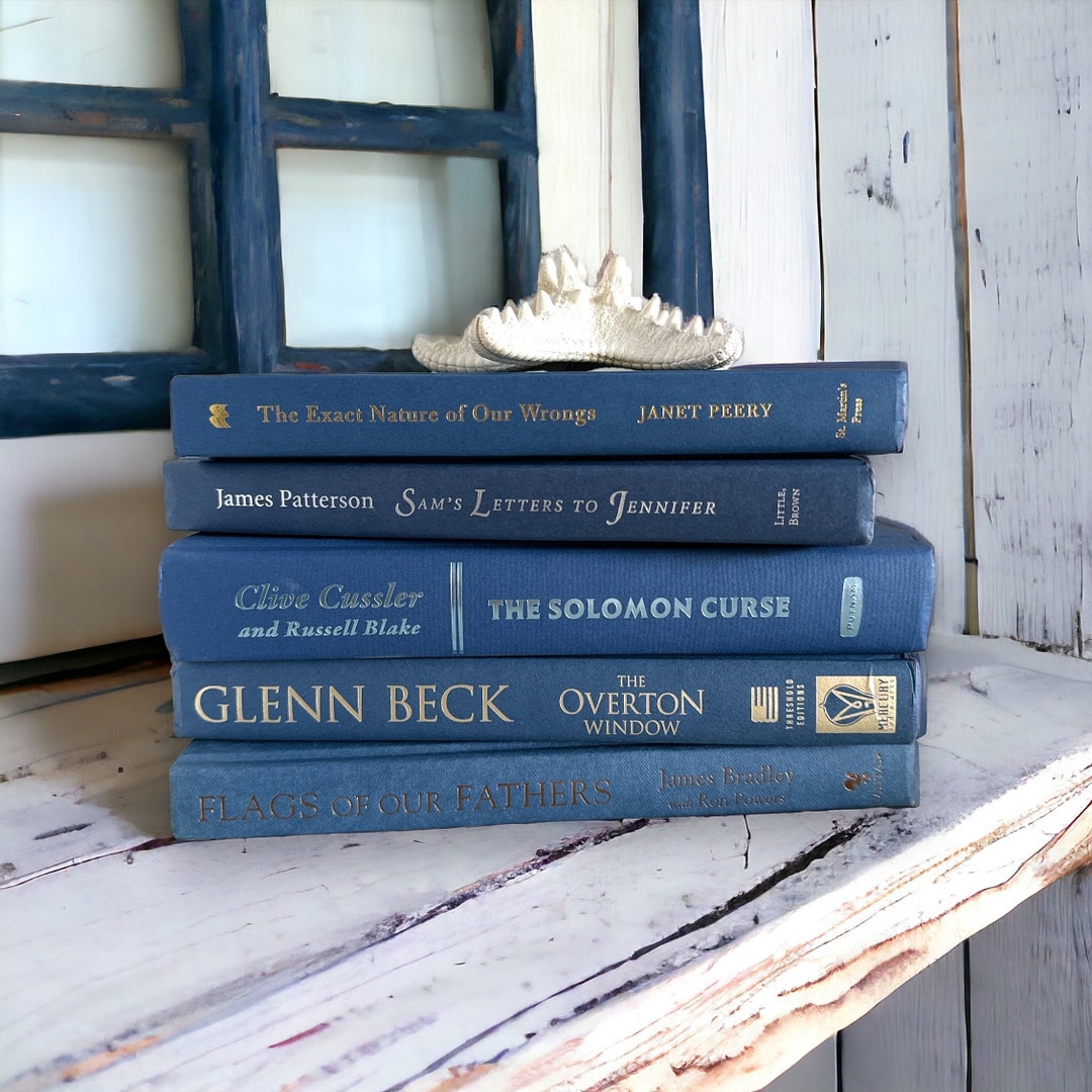 Blue Books Set, Modern Dark Blue Interior Decorator Books, Navy Blue ...