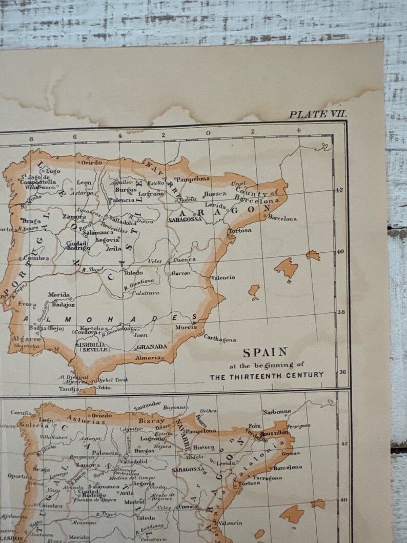 Antique Spain Map Print: 1891 Spanish Book Plate Art - Etsy