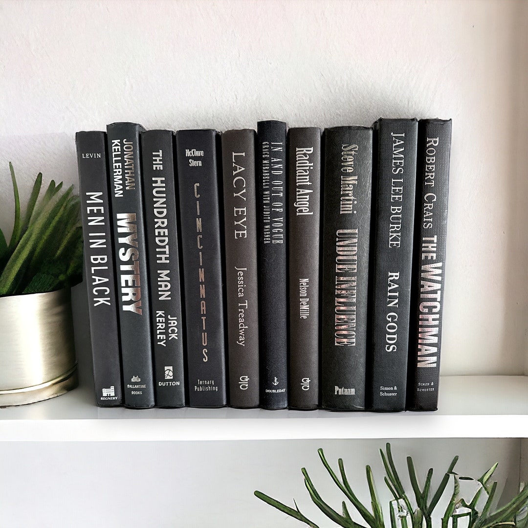 Black Books Set, Black and Silver Modern Book Collection, Black ...