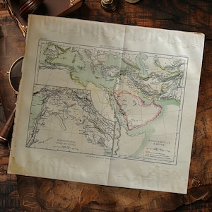 Antique 1891 Mohammedan Empire Map Book Plate Art Illustration, Antique ...