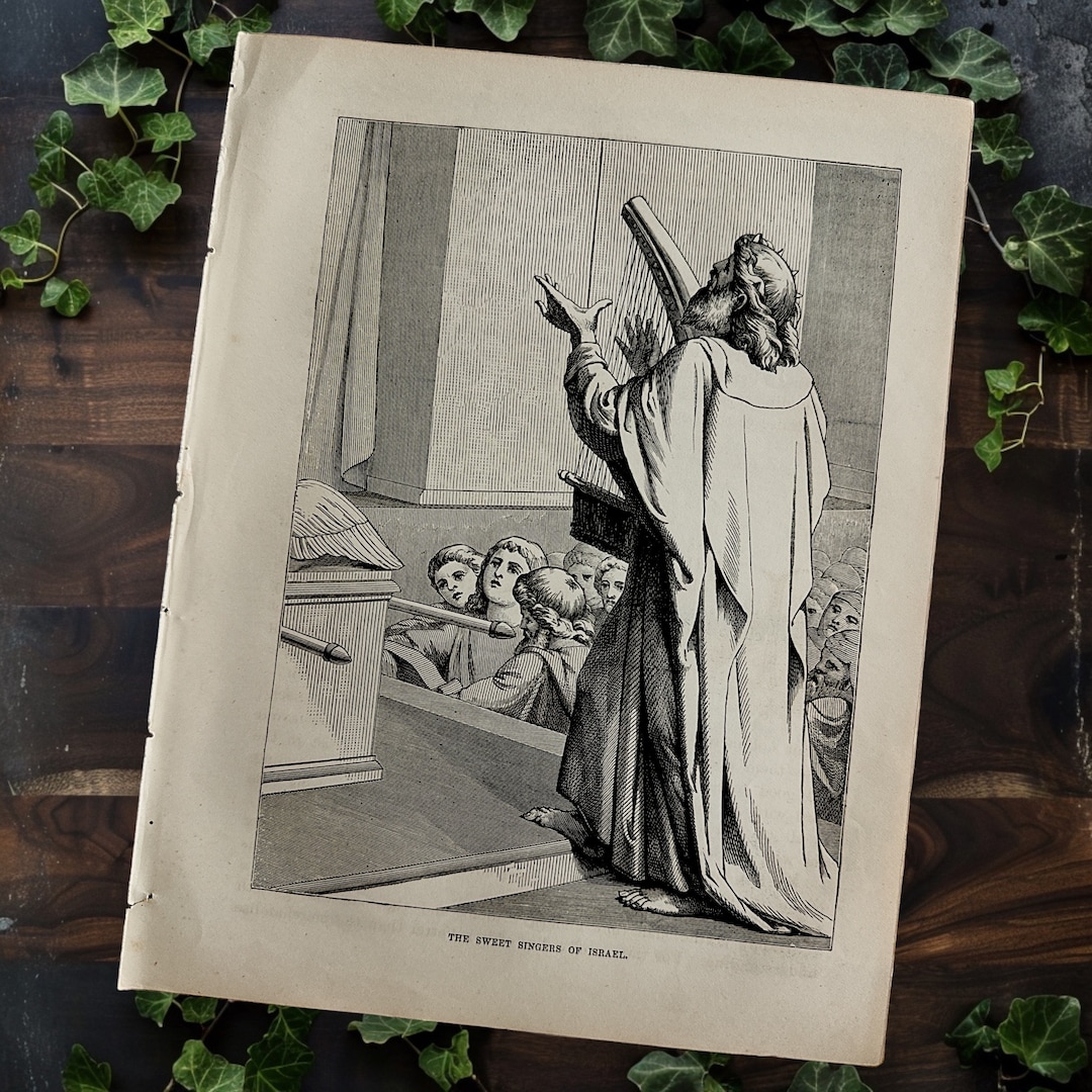 Antique 1877 Bible Engraving of the Sweet Singers of Israel, Original ...