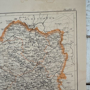 Antique 1891 Somerset England Map Book Plate Art, Antique England Map ...