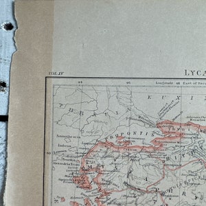 Antique 1891 Original Laconia Map, Real Lycia Map Book Plate Art ...