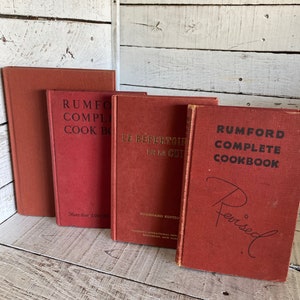 Vintage Brick Red Cookbooks Set of 4, Old Shabby Cook Books Collection ...