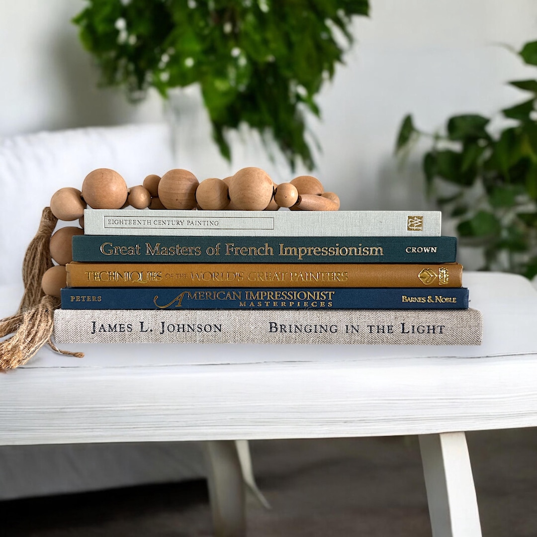 Vintage Art Books Stack, Coffee Table Art Books, Large Art Book Stack ...