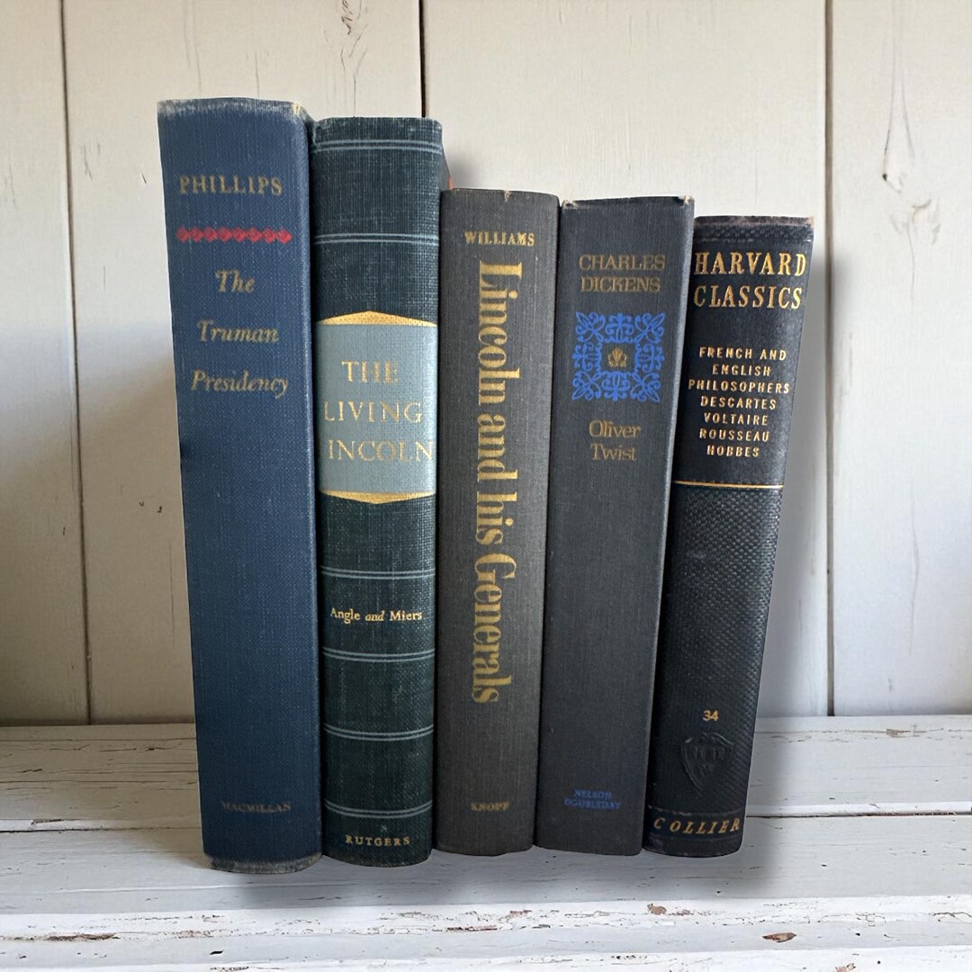 Vintage Navy Blue Decorative Book Set: History & Literature (5 Book ...