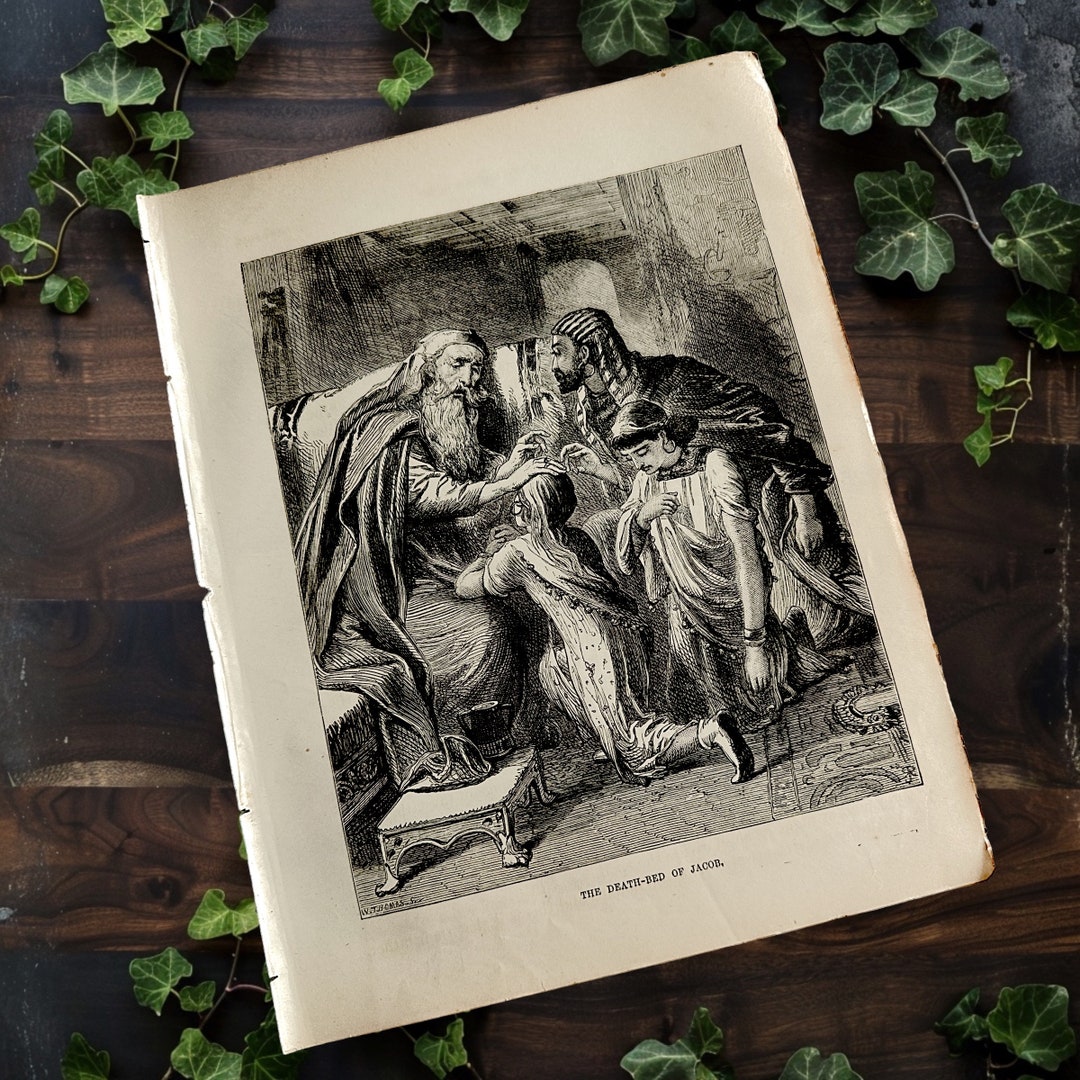 Antique Bible Engraving, Jacob's Deathbed, 1877 Genesis Art Print - Etsy