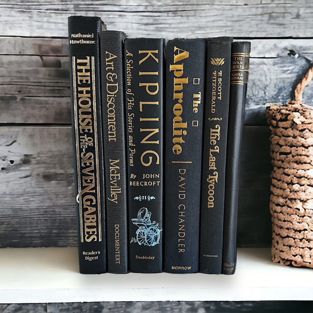Vintage Black and Gold Books, Black Book Collection, Black Books for ...