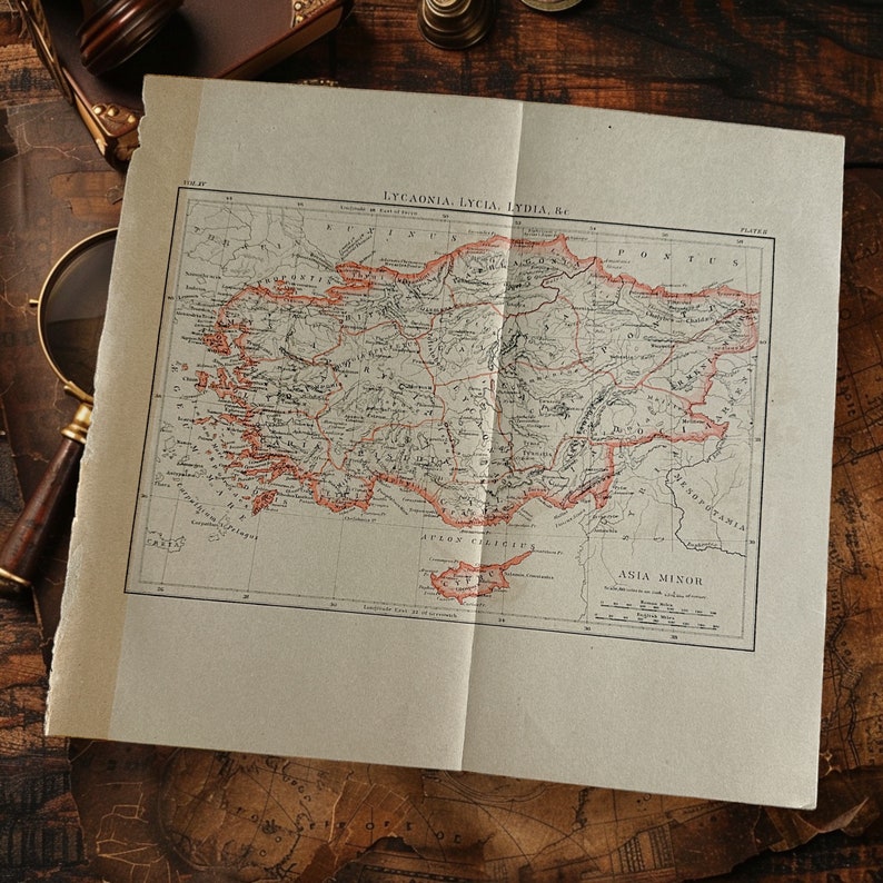 Antique Asia Minor Map: 1891 Lycia, Lydia, Lycaonia Book Plate - Etsy
