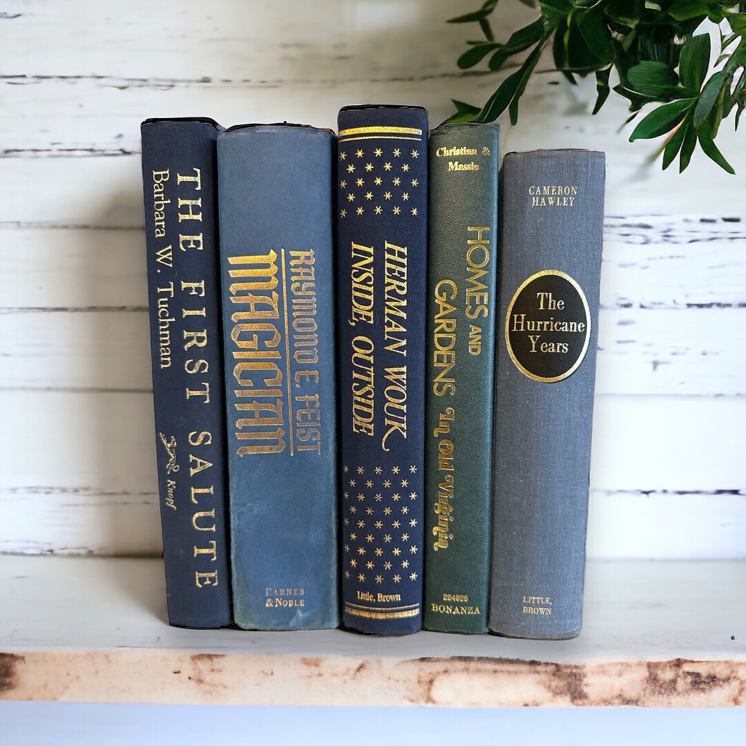 Vintage Blue Books, Rustic Blue Interior Decorator Books, Shabby Blue ...
