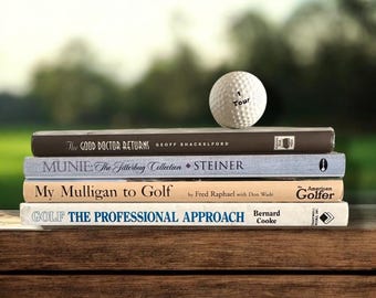Green GOLF Books Set, Book Collection About Golfing, Golfer Sports Room ...