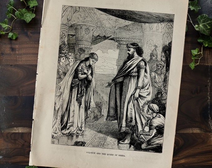 Antique Solomon and Queen of Sheba Engraving - 1877 Biblical Art - Etsy