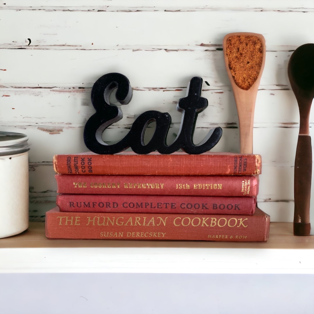 Vintage Brick Red Cookbooks Set of 4, Old Shabby Cook Books Collection ...