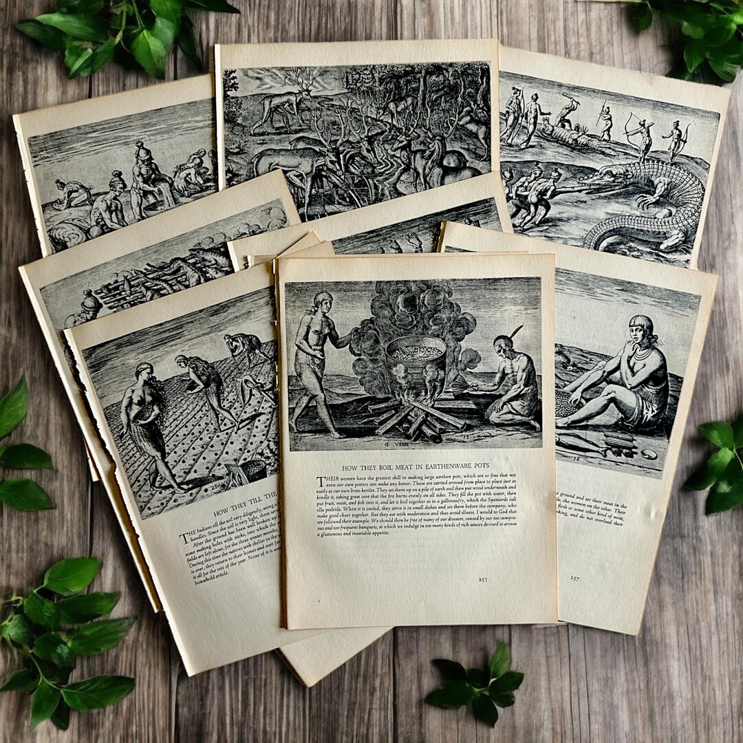 Vintage 1946 Native American Indian Engraving Art, Original Native ...