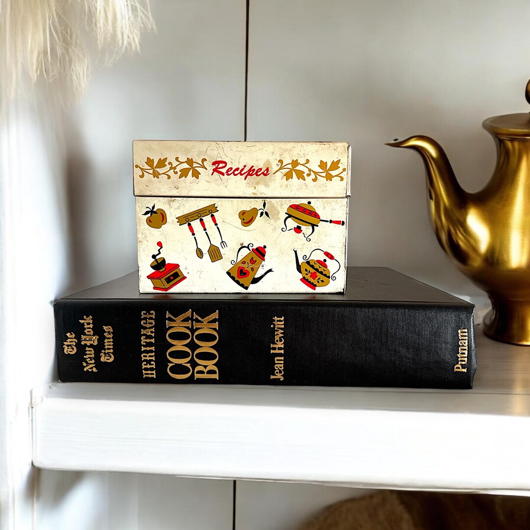 Vintage Tin Recipe Box, Mid Century Retro Kitchen Decor, Vintage ...