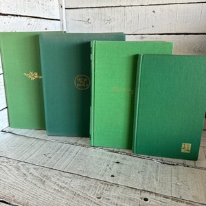 Vintage Green Books, Vibrant Green Shelf Decor, Green Interior ...