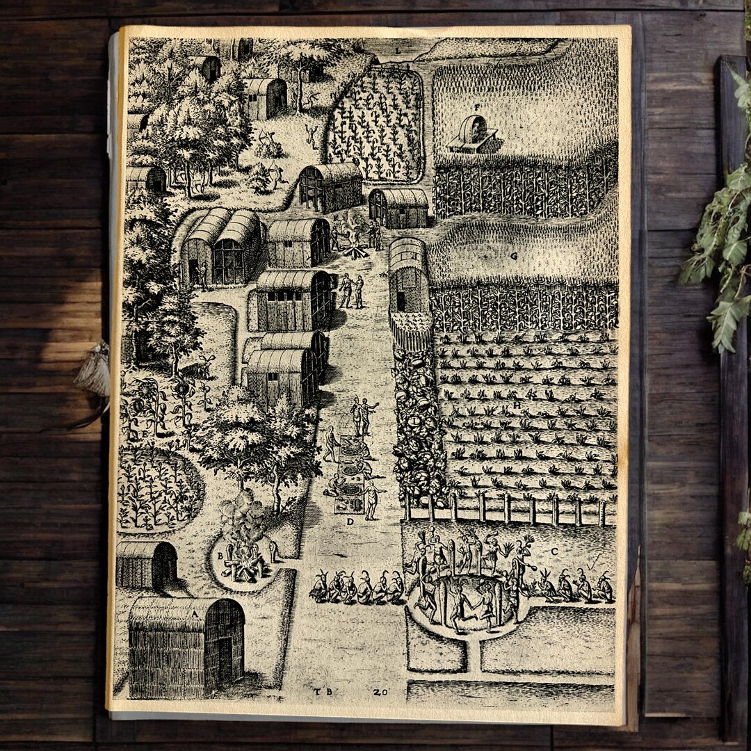 Vintage Secota Print: 1946 Native American Village Engraving - Etsy