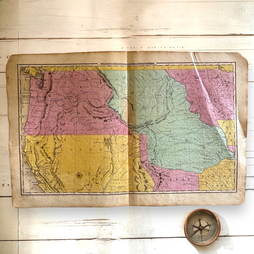 Antique 1847 Authentic Map of the Western Territories of the United ...