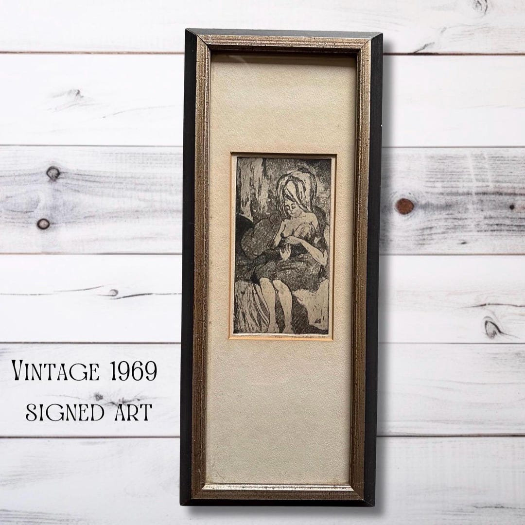 Vintage 1969 Nancy Biggs Print – Breastfeeding Mother, Framed Limited ...