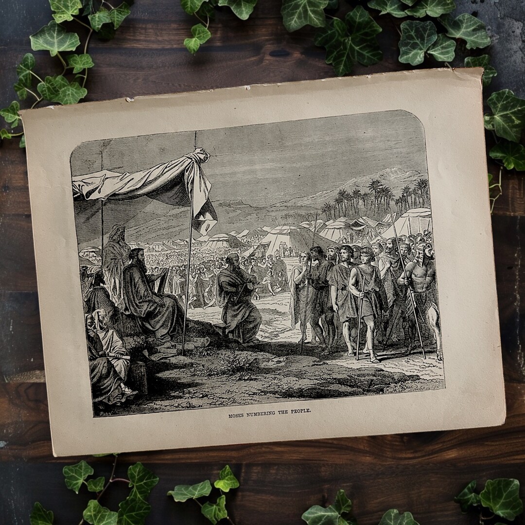 Antique 1877 Bible Engraving of Moses Numbering the People, Original ...