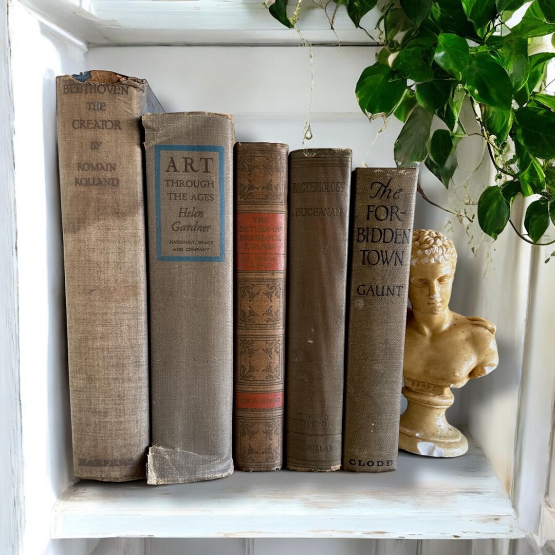 Antique Tan Books Stack, Old Rustic and Shabby Chic Interior Decorator ...