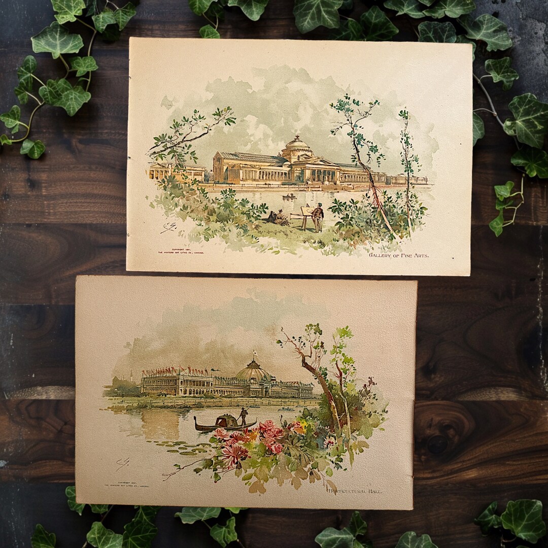 Antique 1893 Architecture Lithographs Set, Worlds Fair Colombian ...