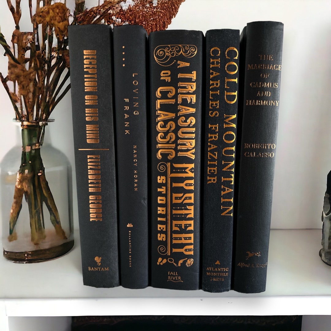 Black and Copper Books Set, Black and Copper Home Decor, Modern Black ...