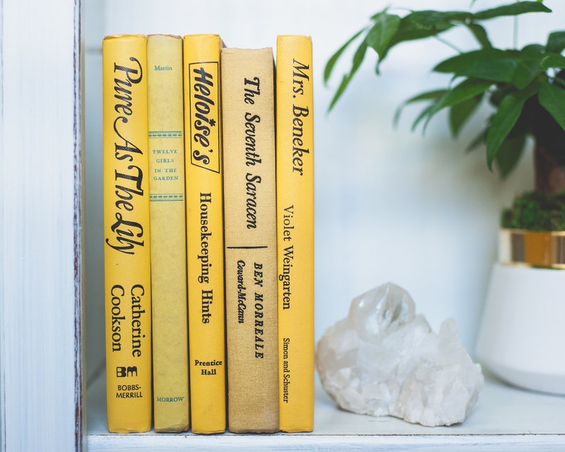 Vintage Yellow Books Old Shabby Yellow Book Stack Collection - Etsy
