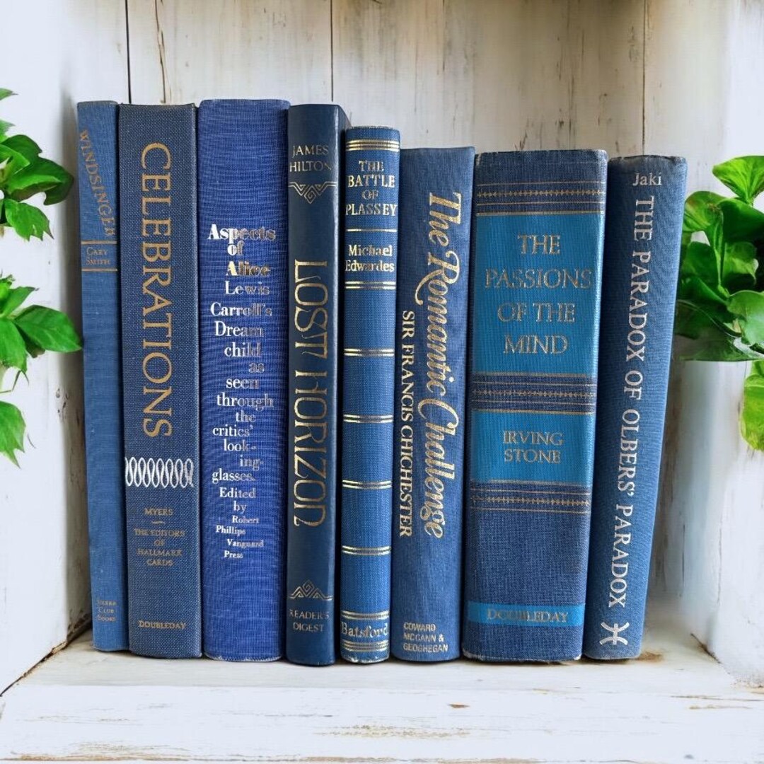 Vintage Blue Book Collection: Nautical Home Decor, Shelf Display - Etsy