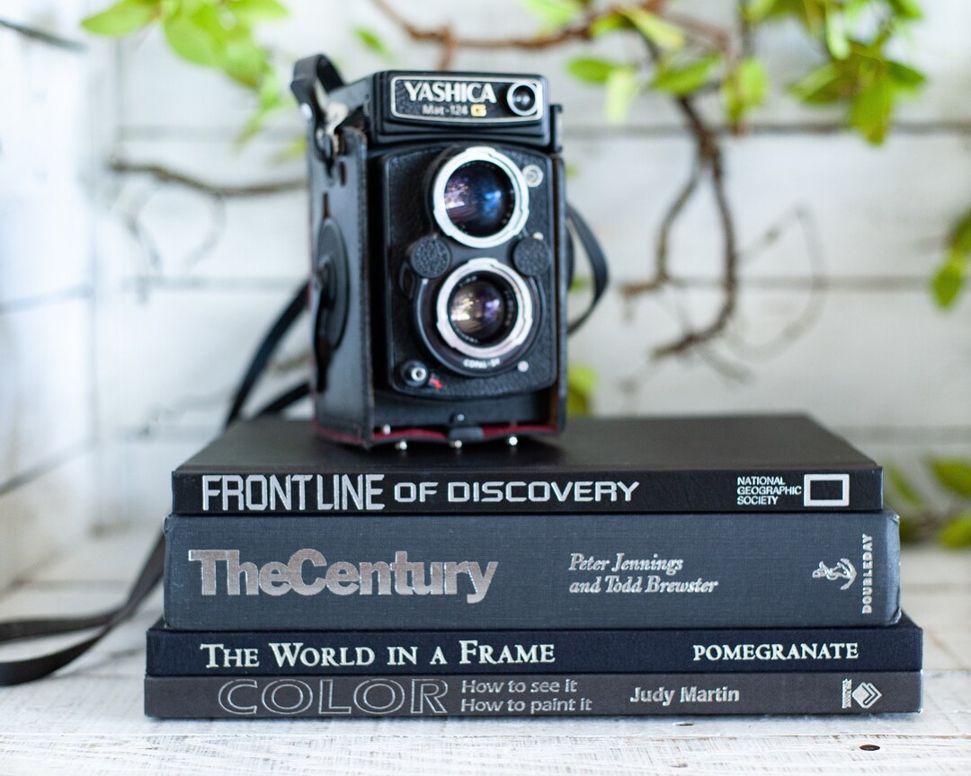 BLACK Coffee Table Books, Large Oversized Book Stack in Black and ...