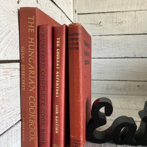 Vintage Brick Red Cookbooks Set of 4, Old Shabby Cook Books Collection ...