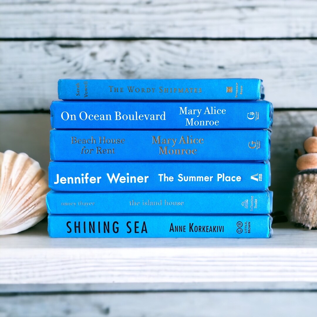Beach House Books, Blue Modern Interior Decorator Books, Coastal Beachy ...