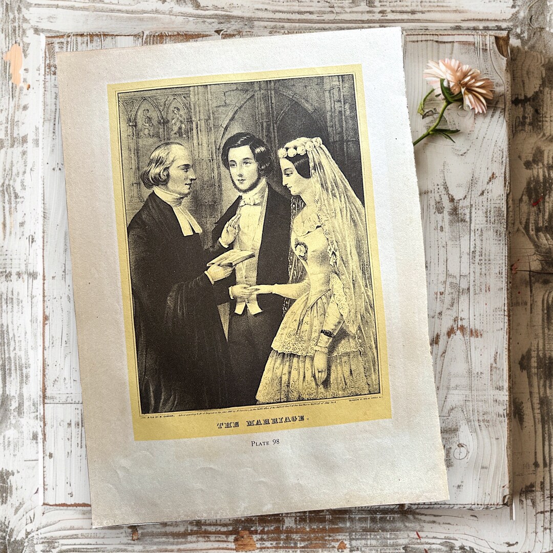 Vintage 1942 Currier & Ives Art Print Titled the Marriage, Antique Wedding, Vintage Wedding ...