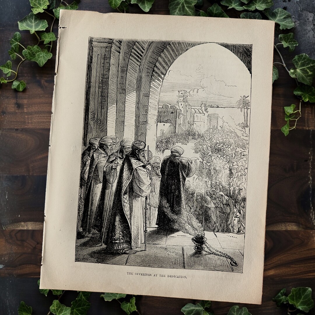 Antique 1877 Bible Engraving of the Offerings at the Dedication ...