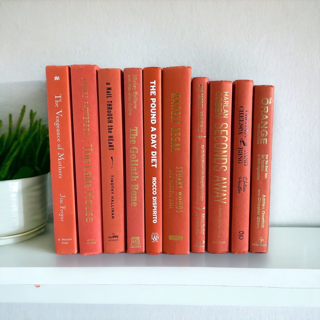 Modern Orange Books Set: Bookshelf Decor, Home Styling - Etsy
