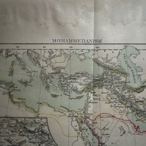 Antique 1891 Mohammedan Empire Map Book Plate Art Illustration, Antique ...