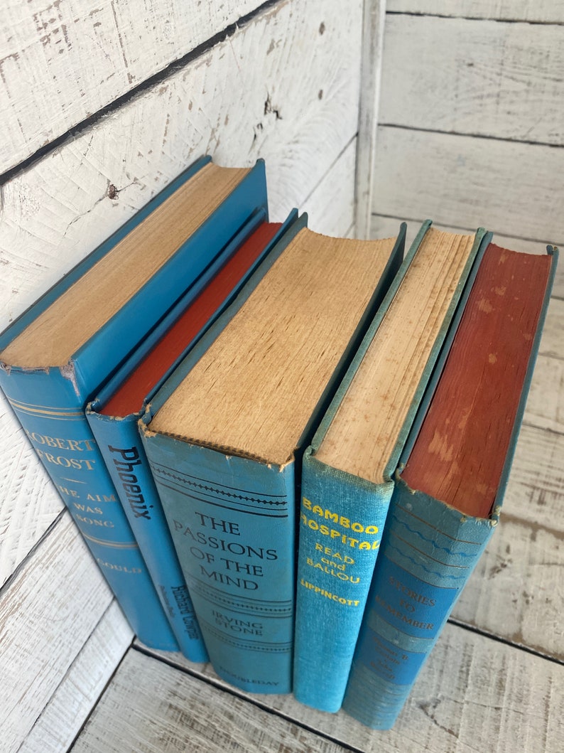 Vintage Turquoise Blue Book Set: Home Decor Staging Books, Set of 5 - Etsy